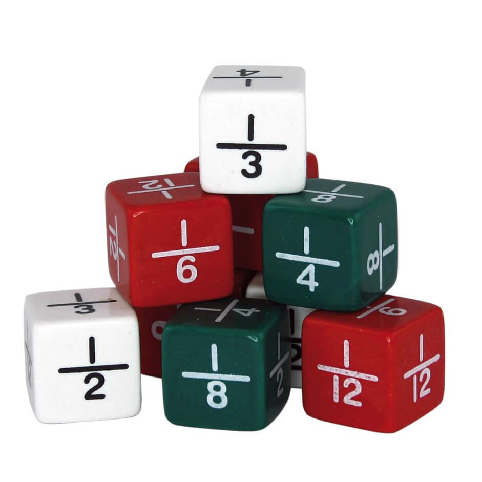 Køb Terninger med brøker, 6-sidet, 48 stk. online hos Linå webshop
